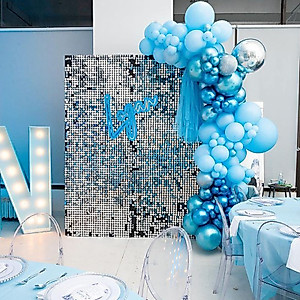 Felice Arts 161Pcs Boy's Birthday Blue Macaron Balloons Garland Kit Dark and Baby Blue Chrome White Balloons Arch Kit for Baby Shower Wedding Party Decoration