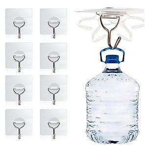 MAGPIE Adhesive Hooks 30kg/66lbs(Max) Duty Wall Hooks SelfTraceless Clear and Removable, Waterproof and Rustproof Multiple Uses for Bathroom Kitchen Home 8 Pack
