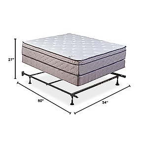 Mattress Comfort, 13-Inch Soft Foam Encased Hybrid Eurotop Pillowtop Memory Foam Gel Innerspring Mattress & 8" Wood Box Spring Set with Frame, Full XL