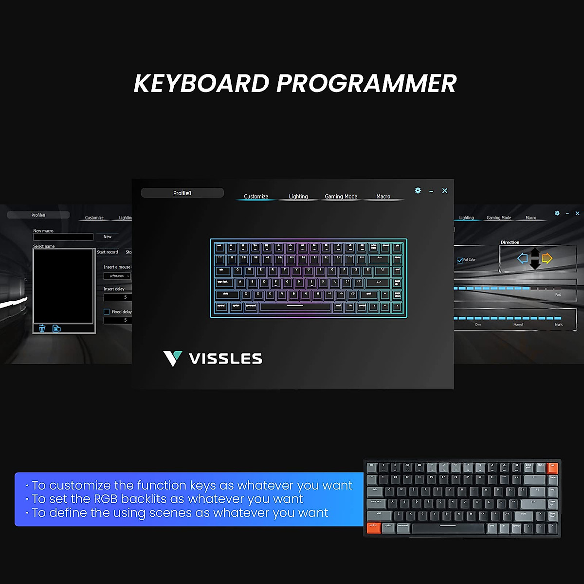 Vissles Wireless Bluetooth/USB Wired Mechanical Keyboard Hot Swappable Mechanical Gaming Keyboard Programmable Compact 84 Keys Tenkeyless RGB Dynamic Backlit for Mac Windows, Gateron Red Switch