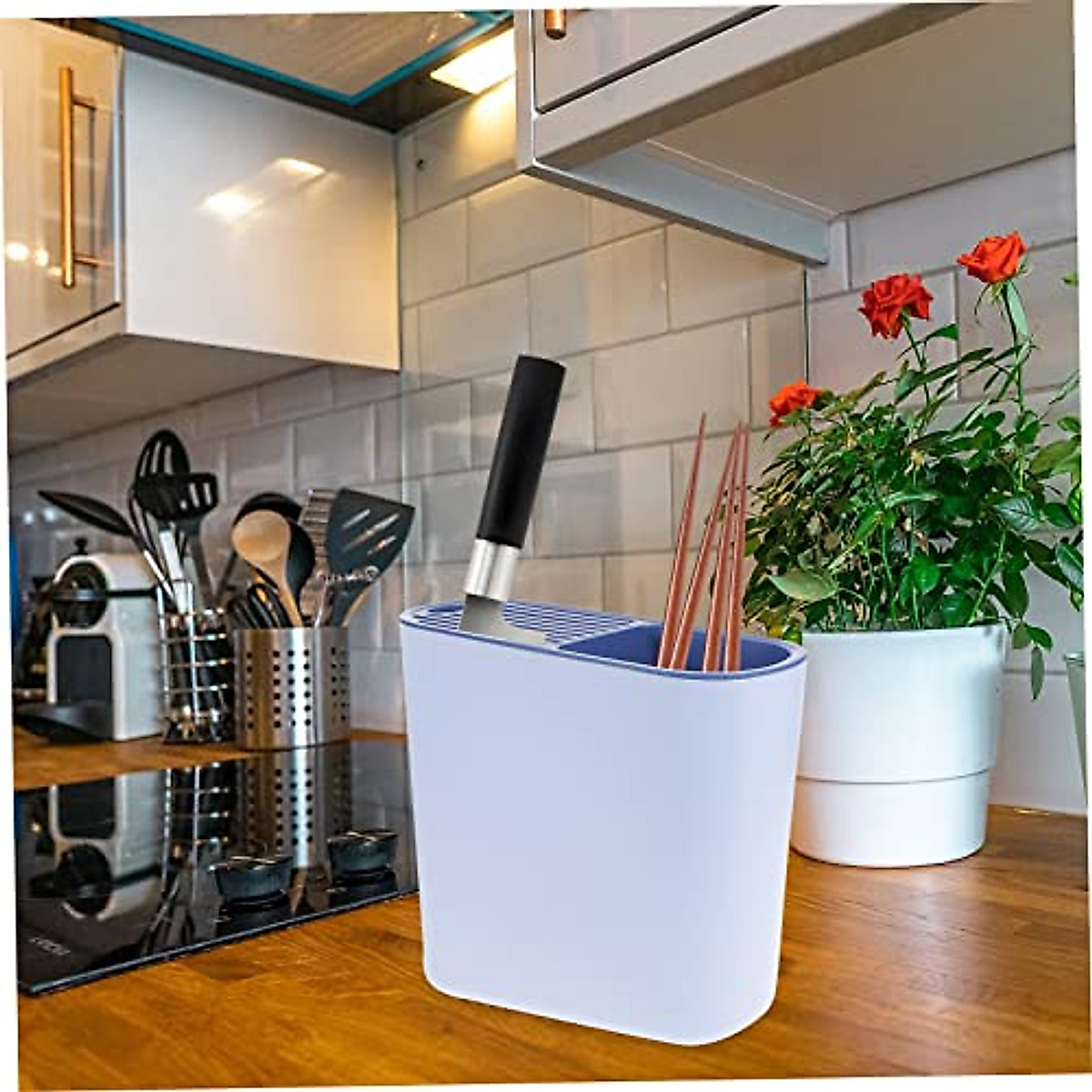 UPKOCH 1pc Plastic Utensils Sturdy Color Exquisite Dish Spoon Cage Scissor Sink Holder Draining Random Organizer Caddy Knives Block Lightweight Multipurpose Cutter Tableware