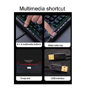 ARCH USB Gaming Keyboard Wired Ergonomic Mechanical Keyboard with Media Key for Windows Desktop, Computer (Color : Pink)