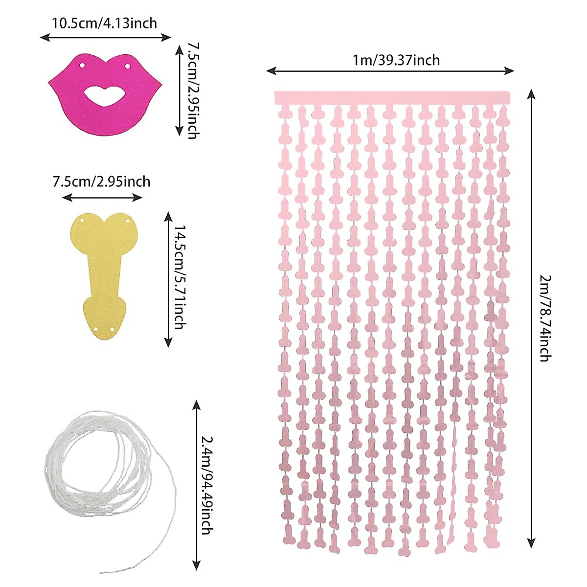 Bachelorette Party Foil Curtain,Bachelorette Party Decorations,Bachelorette Party Background,39.37x78.74inch Fringe Curtain Party Supplies,Banner,Great for Theme Party Bridal Shower(Rose Gold)