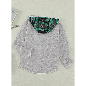 Womens Winter Cute Button Collar Patchwork Color Block Long Sleeve Knit Stitching Drawstring Hoodies Hooded Sweatshirts Women Pullover Casual Fashion Tops Green X-Large