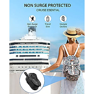 Travel Power Strip with USB Ports, Portable Small Power Strip with 4FT Wrapped Flat Plug Extension Cord, 2 Outlets 3 USB Ports(1 USB C), Non Surge Protector for Cruise Ship Hotel