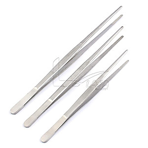 LAJA Imports Stainless Steel Tongs Tweezer With Precision Serrated Tips for Surgi & Sea Food (8" 10" 12")