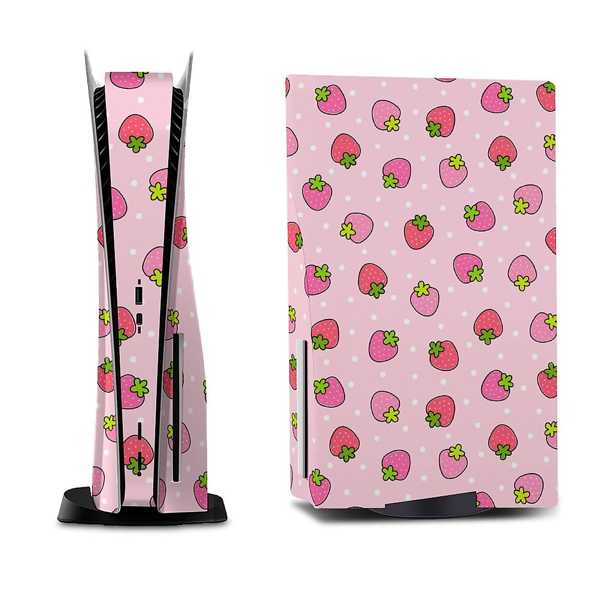 AoHanan Cute Strawberry 5 Skin Controller Accessories Cover Skins Anime Vinyl Cover Sticker Full Set for 5 Disc Edition