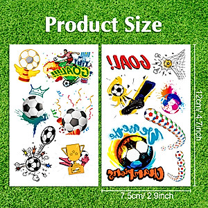 Qpout 14 Sheets Soccer Temporary Tattoos Soccer Ball Tattoos for Kids Boys World Cup Soccer Fake Tattoo Sticker, Children Birthday Party Bag & Stocking Filler Kids Game Gifts Party Favour Supplies