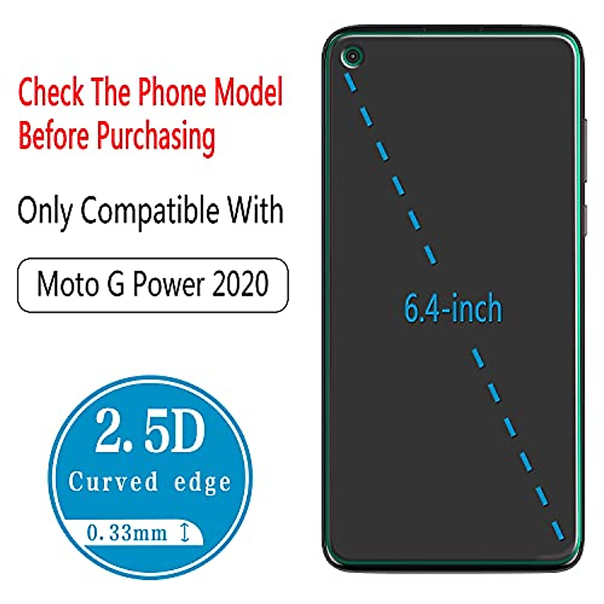 HPTech (2 Pack) Designed for Motorola Moto G Power (2020) Tempered Glass Screen Protector, Anti-Scratch, Bubble Free, Case Friendly