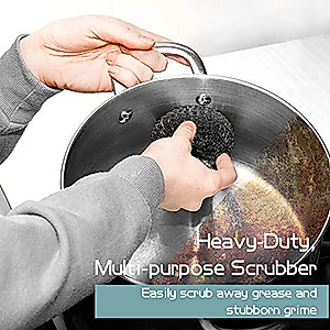 Heavy-Duty Stainless Steel Wool Barbecue Grill Cleaning Scrubber Pads, Replacement Steel Wool Brush Head, 2 Pack