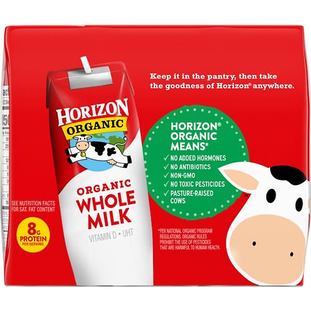 Horizon Organic Horizon Organic Shelf-Stable Whole Milk Boxes, Whole Milk Single Serve, 8 oz, 6 Pack, 8.0 fl oz (Pack of 6)