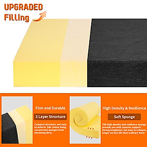 Detiblue Bench Cushion - Outdoor Patio Porch Swing Cushion, Indoor Bay Window Seat Furniture Cushion, Non-Slip, Waterproof, 48x18x4, Cationic Black