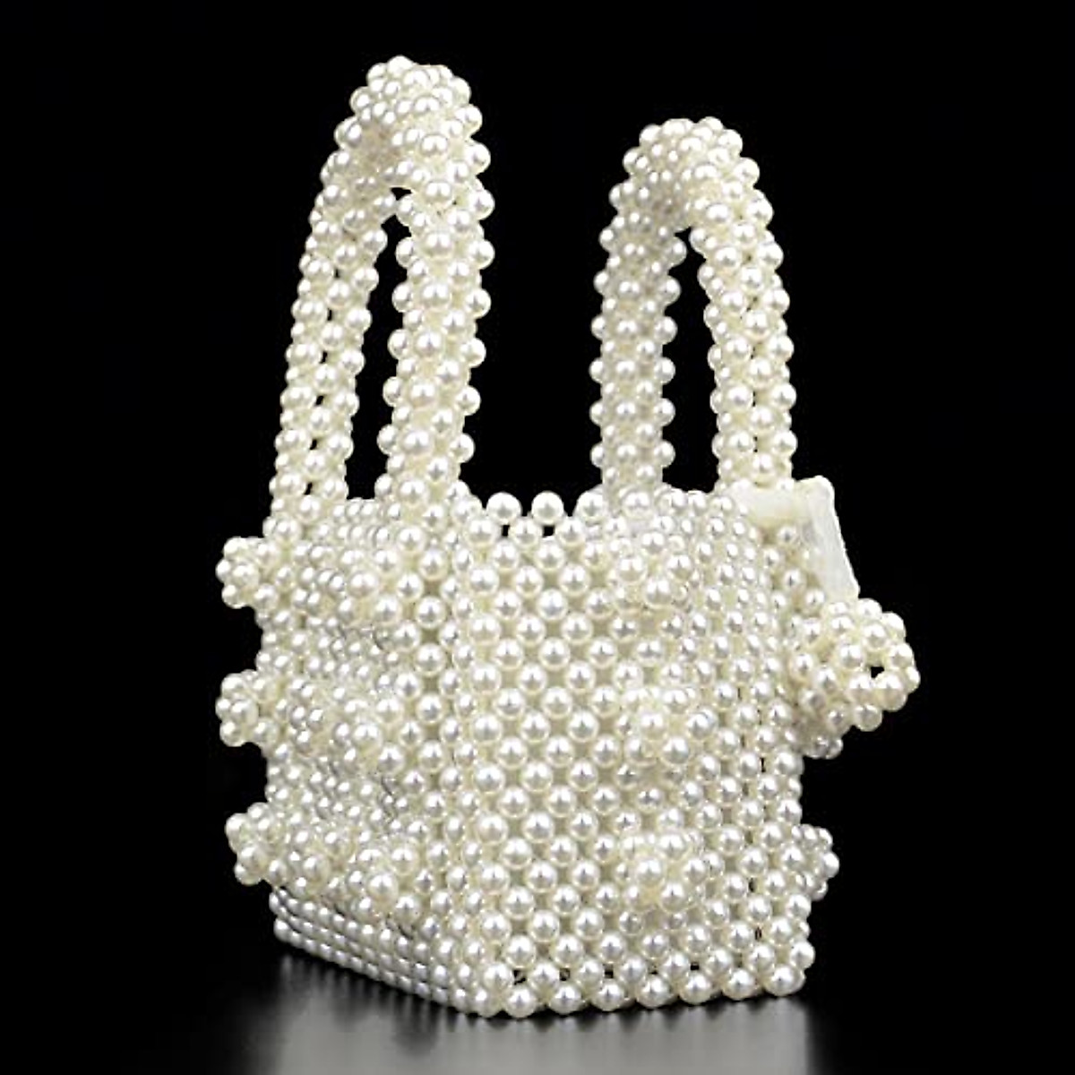 Miuco Womens Beaded Handbags Handmade Weave Crystal Pearl Mini Bags Wedding clutch