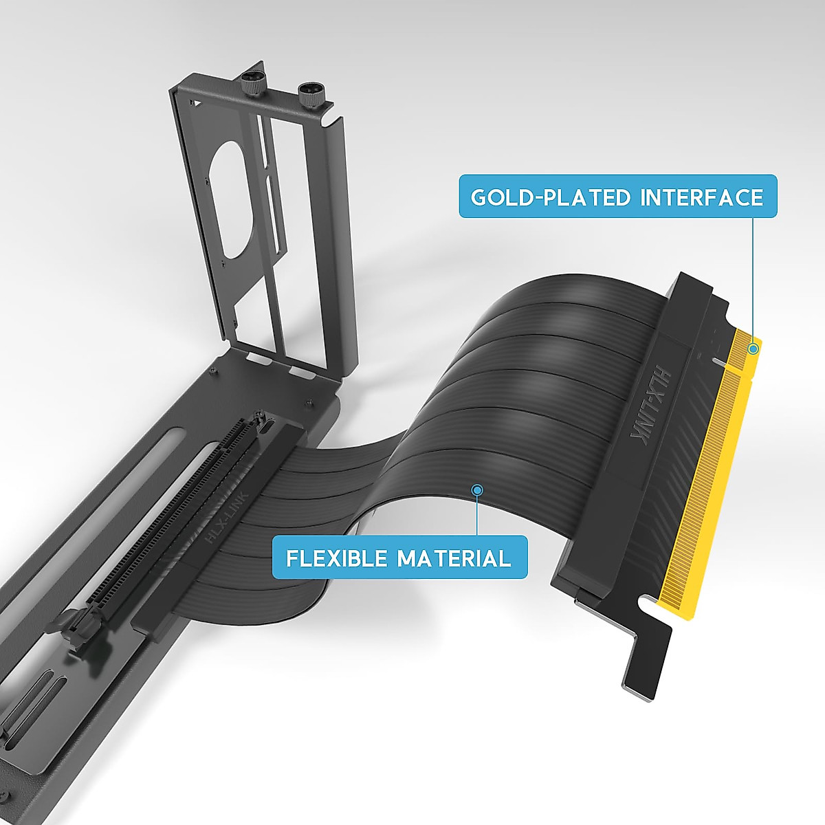 IBEST IMPETUS Vertical GPU Mounting Bracket Graphics Card Holder Kit with PCIE Riser Cable 90 Degree Right Angle 25cm Black