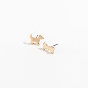Stud Buds Gold Dog and Bone Nickel Free Earrings from Howard's Inc