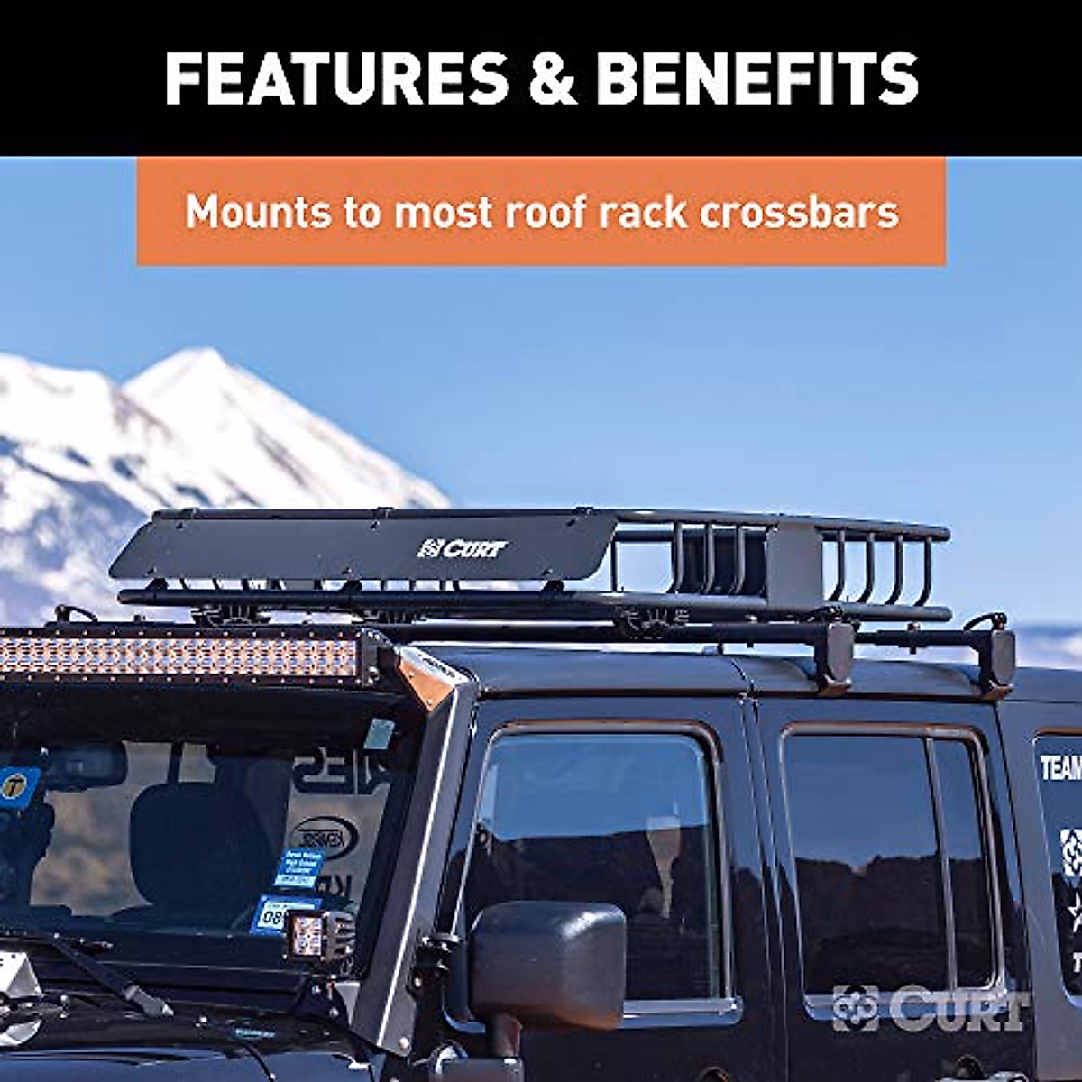 CURT 18115 Universal 42 x 37-Inch Black Steel Roof Rack Rooftop Cargo Carrier