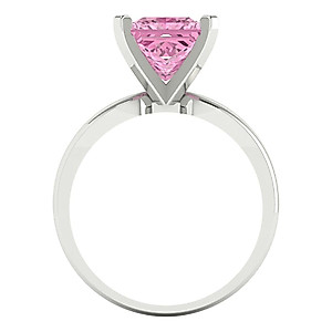 Clara Pucci 2.50ct Princess Cut Solitaire Pink Simulated Diamond Excellent Engagement Bridal Promise Anniversary Ring 18K White Gold 5