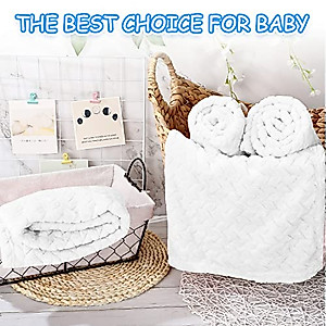 8 Pcs Baby Blanket Cozy Throw Blankets Fuzzy Baby Fleece Blankets Fluffy Warm Baby Crib Blanket for Unisex Newborn Infant Toddler Stroller Nursery Soft Receiving Swaddling Blankets, 24 x 32'' (White)