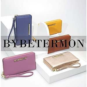 Bybetermon Women's Wallet Zip Around Wristlet RFID Blocking Purse Travel Wallet Clutch for Woman Men