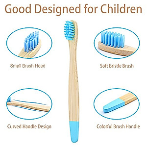 OUTIN Kids Bamboo Toothbrushes 10 Pack Soft Bristles, Children's Toothbrush Eco Friendly Biodegradable Wooden Handle Tooth Brush