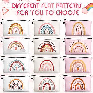 Sanwuta 12 Pieces Cosmetic Bags Makeup Bags Printed Roomy Toiletry Bag Waterproof Beauty Bag Organizer Pouches with Zipper Makeup Accessories for Women Girls (Rainbow Style)