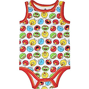 Sesame Street Elmo Cookie Monster Oscar the Grouch Infant Baby Boys 5 Pack Sleeveless Bodysuits Multicoloured 18 Months