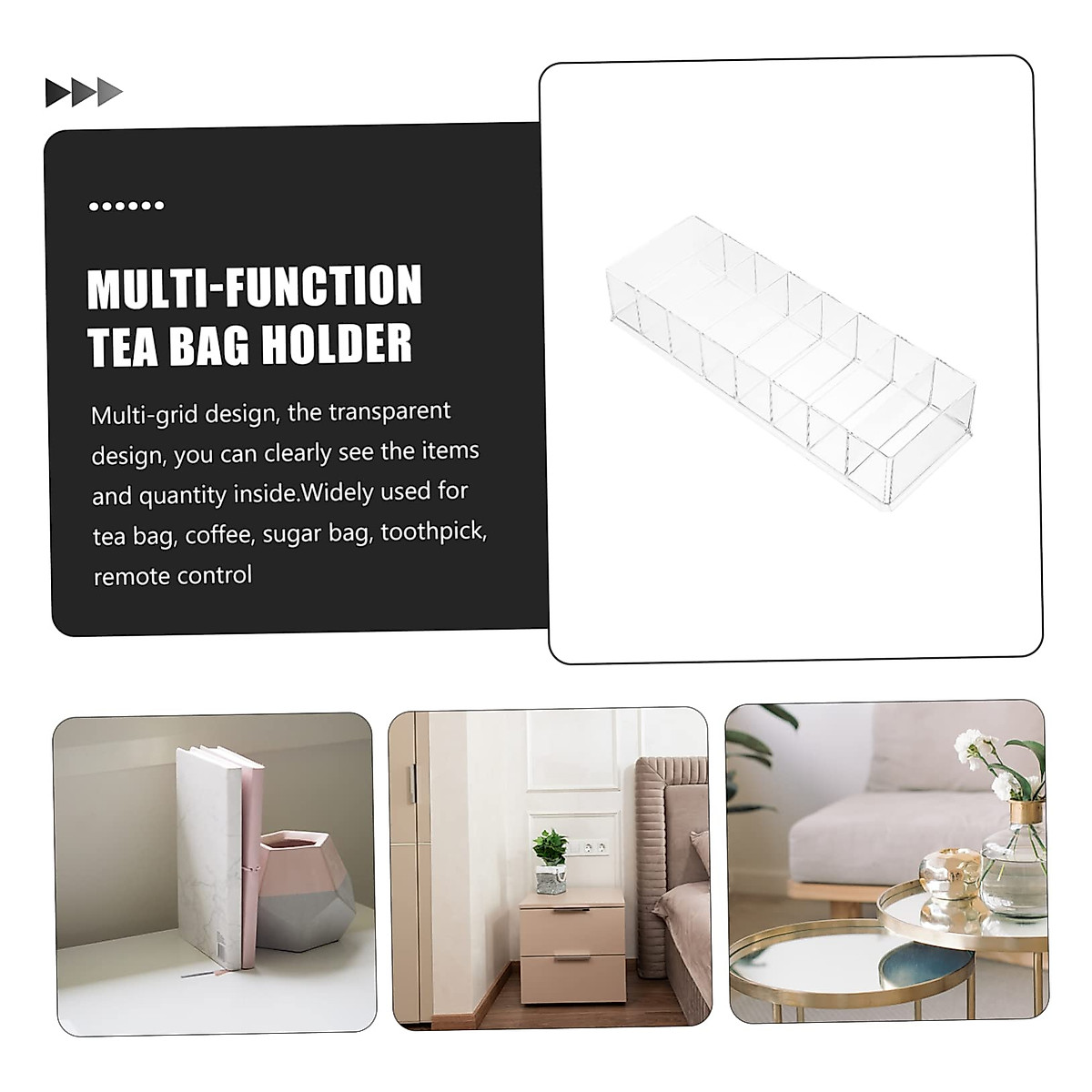 RORPOIR Tea Bag Organizer for Tea Bags Multi-grid Storage Box View Sturdy Plastic Tea Accessory for Household Coffee Organizer