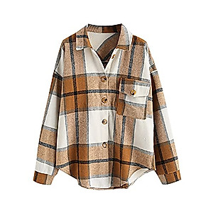ZAFUL Shackets for Women 2022 Oversized Flannel Shirts for Women Plaid Jackets