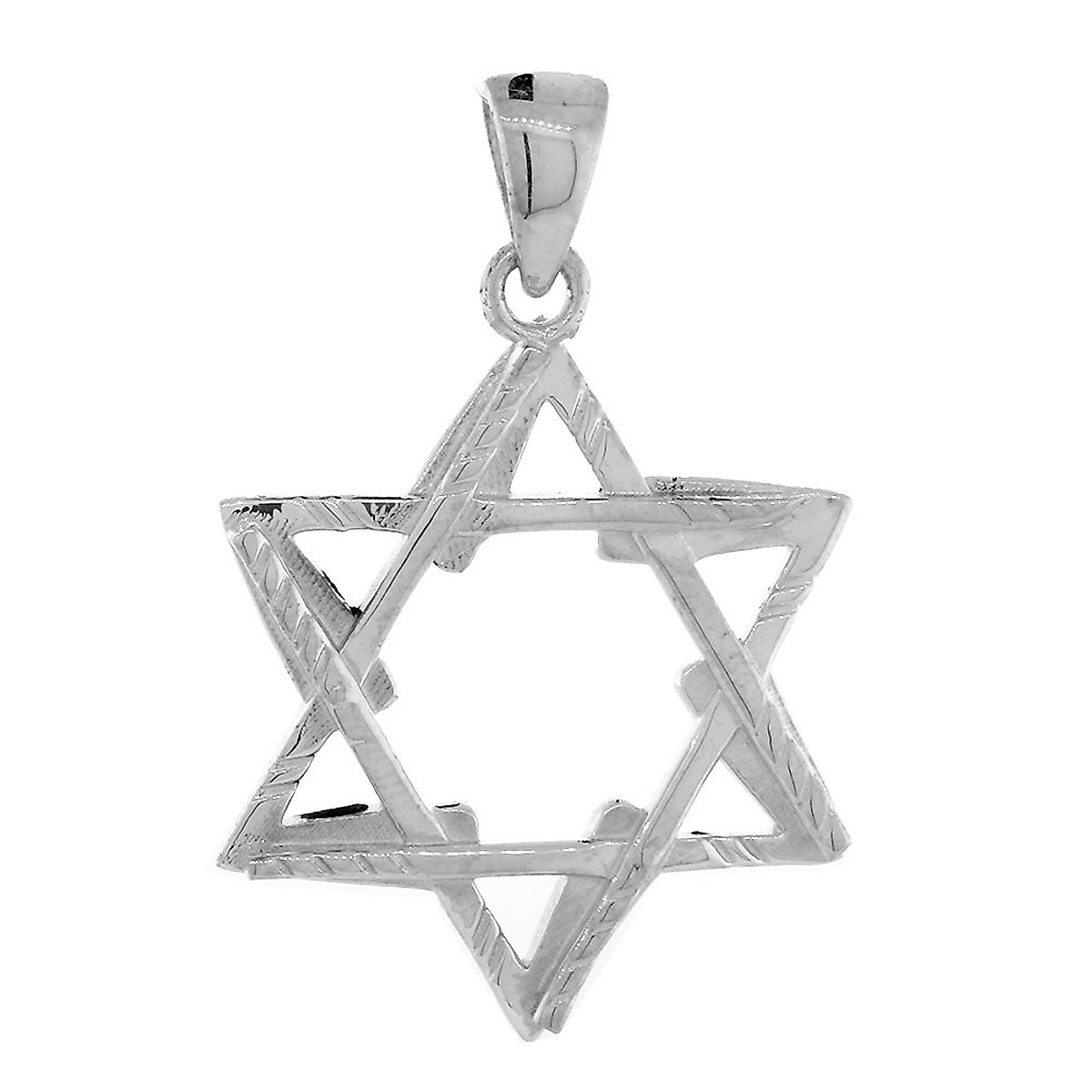 Large Jewish Star of David Hockey Sticks Charm in Sterling Silver