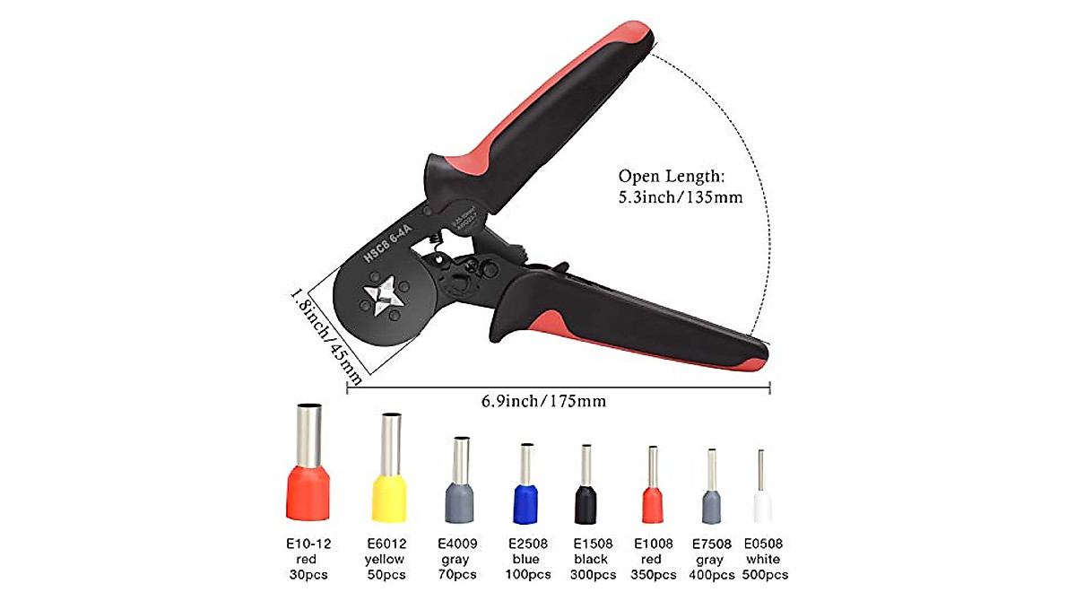 Ferrule Crimping Tools Kit - 1800 Wire Ferrules Included