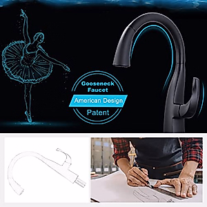 WOWOW Black Kitchen Faucet, Pull Down Kitchen Faucet Stainless Steel Gooseneck Kitchen Sink Faucet Single Handle Water Faucet, Utility Sink Faucet for Laundry RV (Patent Product)
