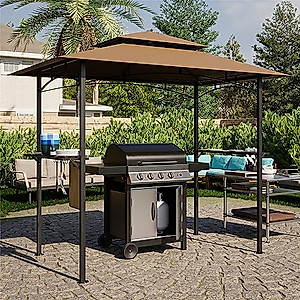 8 x 5 FT Grill Gazebo Grill Canopy Double Tiered BBQ Gazebo Outdoor BBQ Canopy, Canopies for Outside Canopies, Gazebos & Pergolas