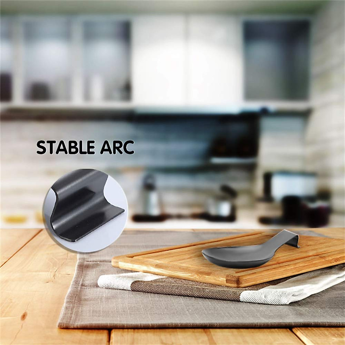 Pretty Jolly Stainless Steel Black Spoon Rest for Kitchen Counter Cooking Utensil Rest Spoon Ladle Holder for Stove Top Rust Resistant Large Size Spatula Rests Dishwasher Safe 9.61 x 3.74 Inch(2PCS)