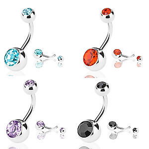 15 PCS Assorted Colors Belly Button Ring Surgical Steel Hypoallergenic Lead and Nickel Free,14 Gauge Navel Piercing Body Jewelry (15 PCS:Steel Ball)