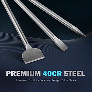 ZELCAN Chisel Set with SDS Max Shanks, 3pc Masonry Concrete Drill Bit Set, 18" Flat Point Scaling Chisels 40Cr Steel SDS Max Bits Rotary Hammer Drill Home Improvement Tool Kit for Brick Stone Concrete