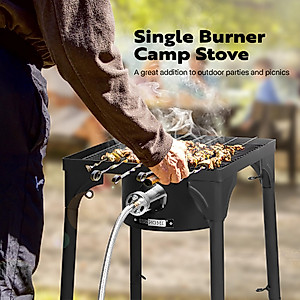 VIVOHOME 100,000 BTU Single Burner Propane Gas Stove, Portable Outdoor Camping Stove with Adjustable Legs, High-Power Cooking Stove for Camping, Backpacking, Backyard, Tailgating