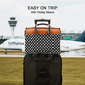 LOVEVOOK Computer Bag Laptop Bag for Women Cute Laptop Messenger Bag for Work College, Polka-Brown, 14-Inch