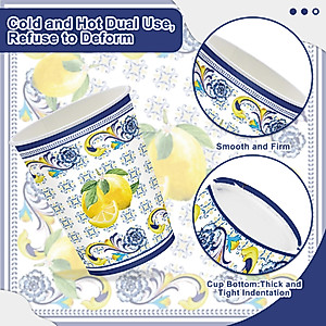 120PCS Capri Lemon Party Supplies for Baby Showe Bridal Shower Wedding Summer Citrus Fruit Themed Birthday Party Decor Italy Yellow Lemon Tableware Disposable Paper Plates Napkins Forks for 20 Guests