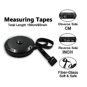 GDMINLO Soft Tape Measure Retractable Measuring for Body Fabric Sewing Tailor Cloth Knitting Craft Weight Loss Measurements Retractable Black Dual Sided Tape Measure Body Measuring 1 Pack