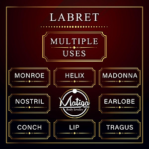 8Pcs Black Anodized 14g 6mm 8mm labret rings Piercing Jewelry Lip Medusa Monroe Vertical 4mm Ball Cone M7863