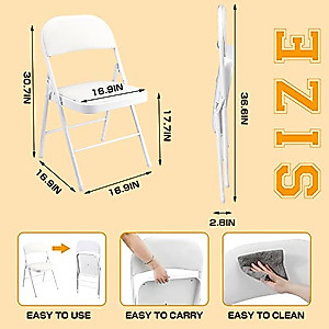 Amyhill 6 Sets Wedding Folding Chairs and Spandex Sets Metal Folding Chairs with Padded Seats Portable Foldable Chairs Indoor Fold up Chairs for Wedding Banquet Party Event (White)
