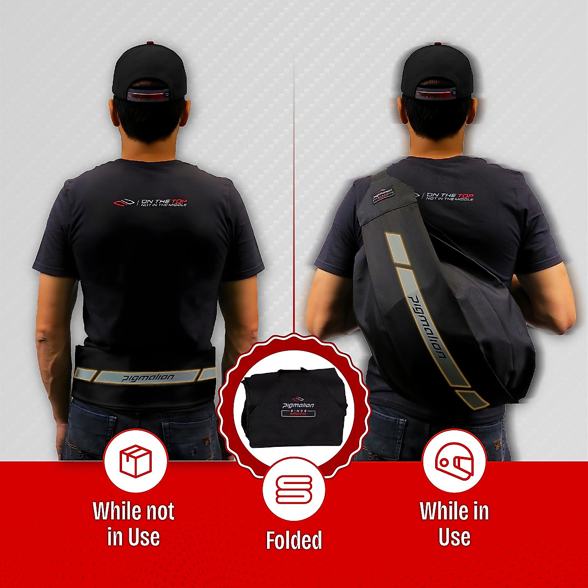 Pigmalion Motorcycle Helmet Bag | Innovative, Foldable Belt for Helmet Carry | The Smart Motorcycle Backpack Alternative (Neon Green)