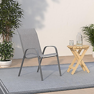 Amopatio Patio Chairs Set of 4, Breathable Garden Outdoor Furniture for Backyard Deck,Outdoor Stackable Dining Chairs for All Weather, Dark Grey