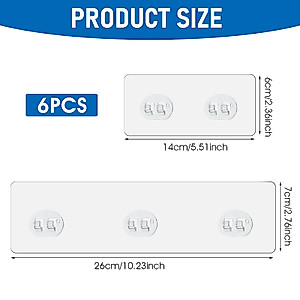 WLLHYF 12 Pcs Shower Adhesive Hooks Shower Caddy Adhesive Replacement, Transparent Strong Hook Strip Waterproof No Drilling Organizer for Soap Holder, Kitchen Racks (4 Double + 2 Claws)