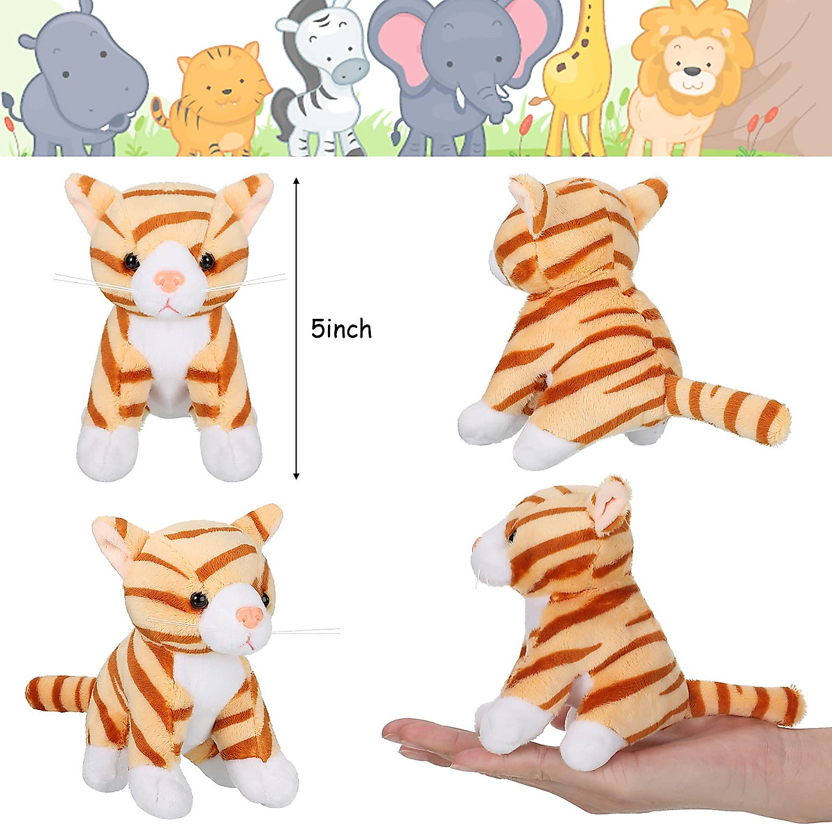 8 Pieces Plush Pets 5 Inch Stuffed Animals Bulk Assorted Cute Stuffed Pet Animal Plush Toys Small Plush Animals for Halloween Kid Classroom School Pet Party Favors Supplies Decoration (Cat)