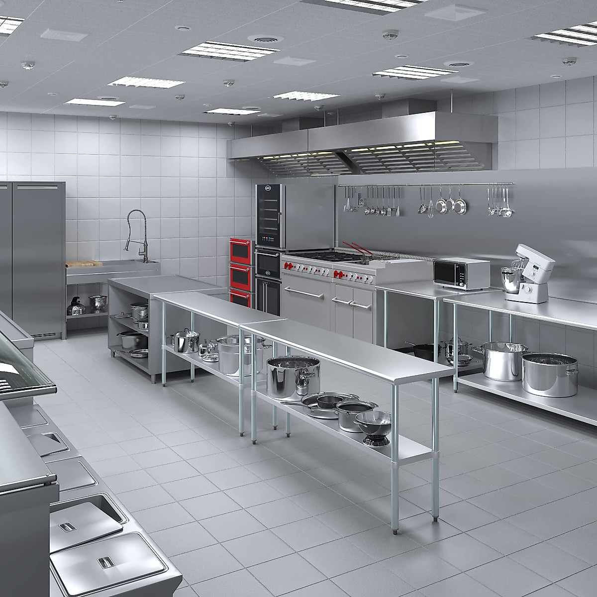 AmGood Stainless Steel Work Table with Undershelf | Food Prep NSF | Utility Work Station | (72" Length X 18" Width)