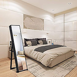 Savins gt1-DL 79 Blue Led Jewelry Cabinet, Jewelry Storage Cabinet, Upright Jewelry Cabinet With Long Mirror（Black）