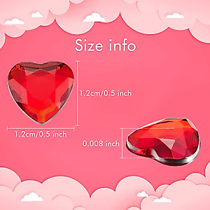 Red/Pink Acrylic Heart for Valentines Day, Wedding Heart Table Scatter Decoration, Flat Back Heart Rhinestones, 0.5 Inch (100)