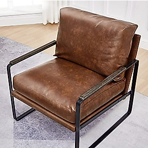 Ball & Cast Mid Century Upholstered Accent Chair Retro Design Armchair with Metal Frame, Brown