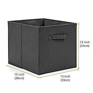 EZOWare Set of 4 Foldable Black Fabric Basket Bin, Collapsible Storage Cube Boxes for Nursery Toys (13 x 15 x 13 inches)